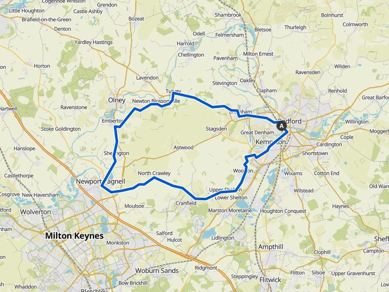 Bedford to Turvey & Newport Pagnall road loop | road ride | Komoot